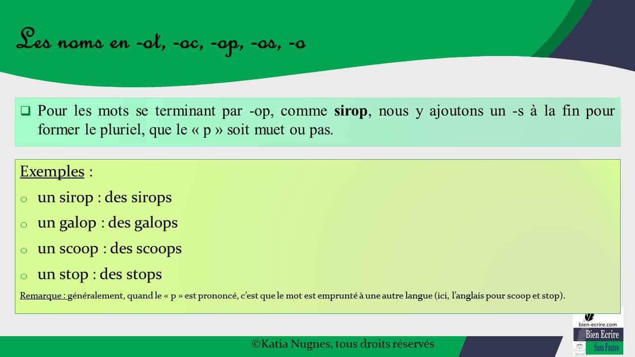 Orthographe 6 – Les noms en -ot, -oc, -op, -os, -o - Bien écrire