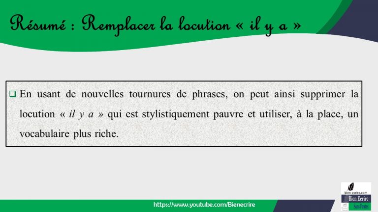 Il y a, une expression à remplacer (liste 8/9) - Bien écrire