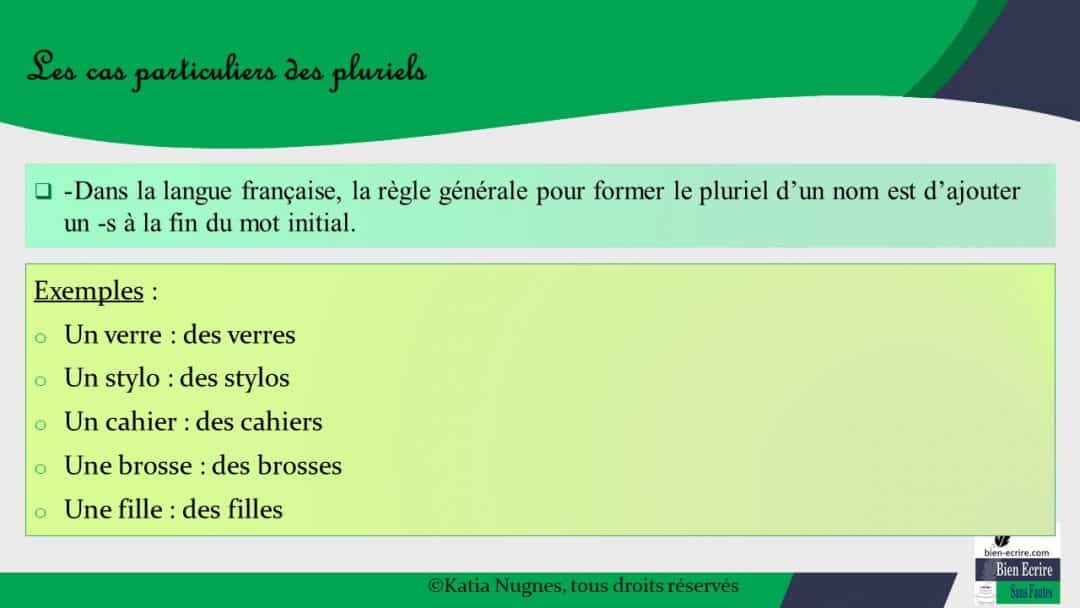 Noms pluriels 1 – règle générale - Bien écrire