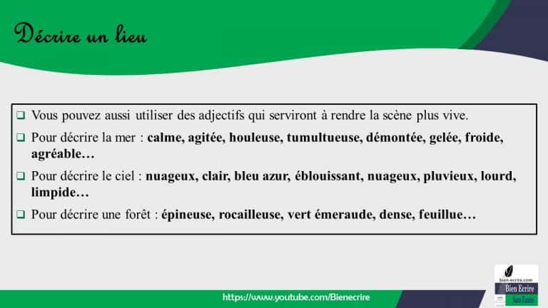 Décrire un lieu (rédaction 2/7) - Bien écrire