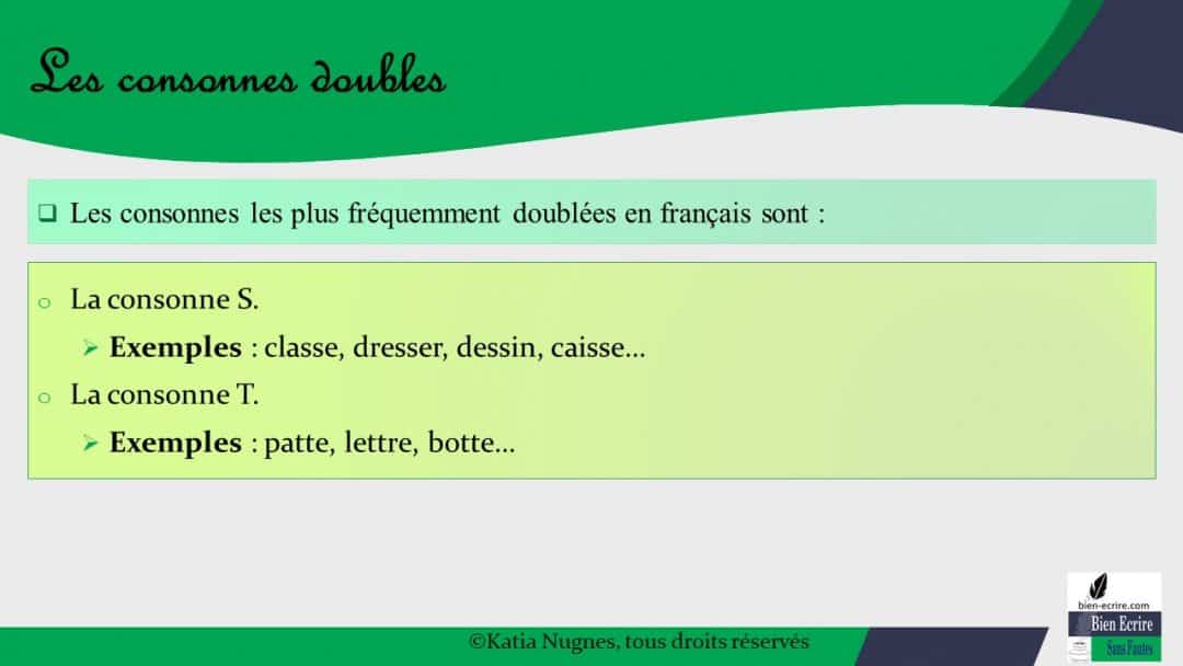 Orthographe 10 – doublement consonnes (bilan) - Bien écrire